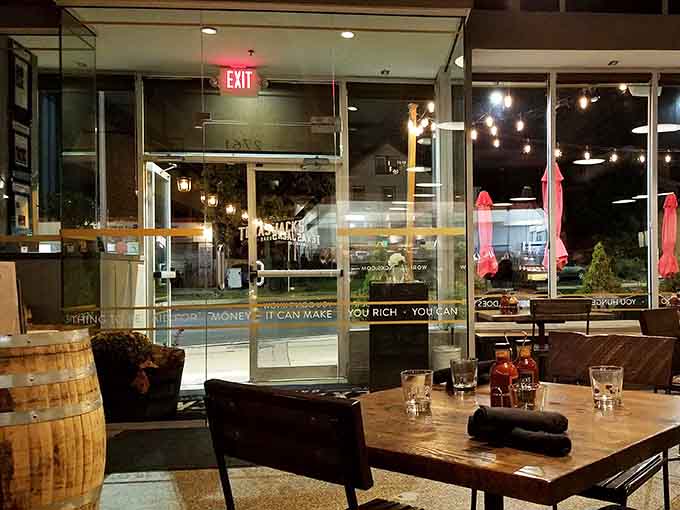 Floor-to-ceiling windows let you watch the world go by while you contemplate ordering seconds, or maybe thirds.