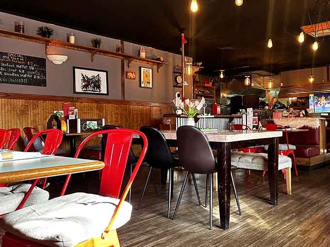 Mismatched seating that somehow works perfectly together, like a dinner party where all your favorite friends showed up.