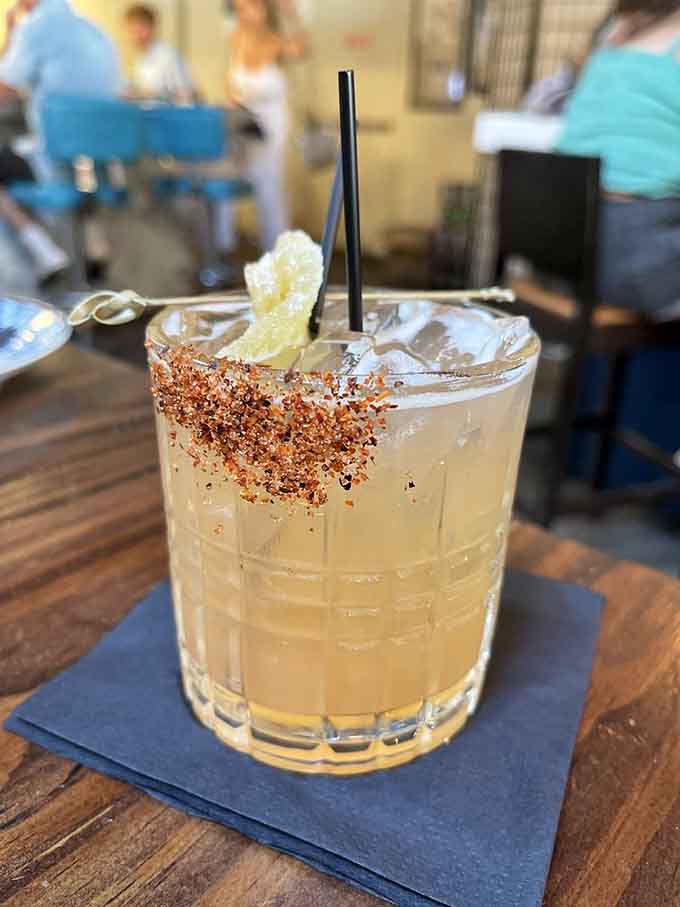 This tropical cocktail brings vacation vibes to your table, one refreshing sip at a time right now.