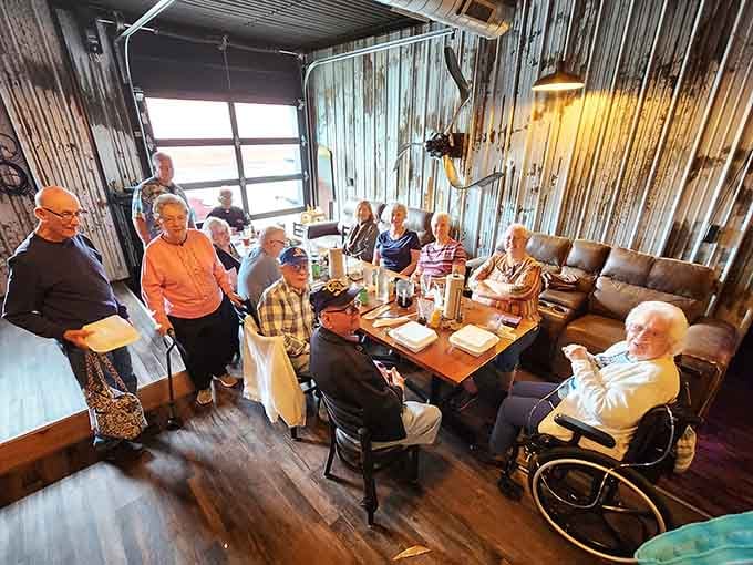 The spacious dining room welcomes groups of all sizes without making anyone feel cramped or rushed through their meal.