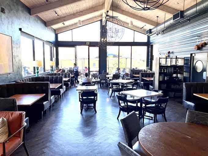 Leather booths and natural light create a space that's equally perfect for celebrations or Tuesday lunch escapes.