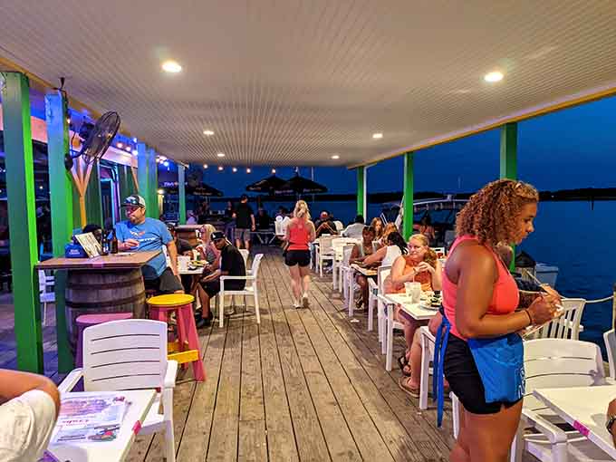 Evening dining on the deck where the sunset is free but the memories cost exactly one perfect meal.