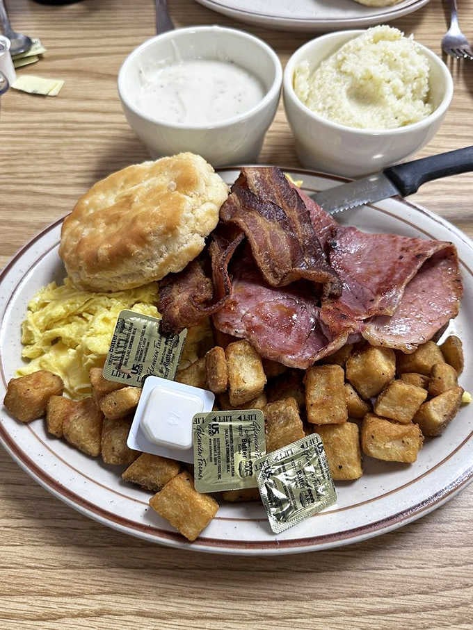 When your breakfast includes a biscuit, bacon, eggs, and home fries, you're not playing around with your morning fuel strategy.