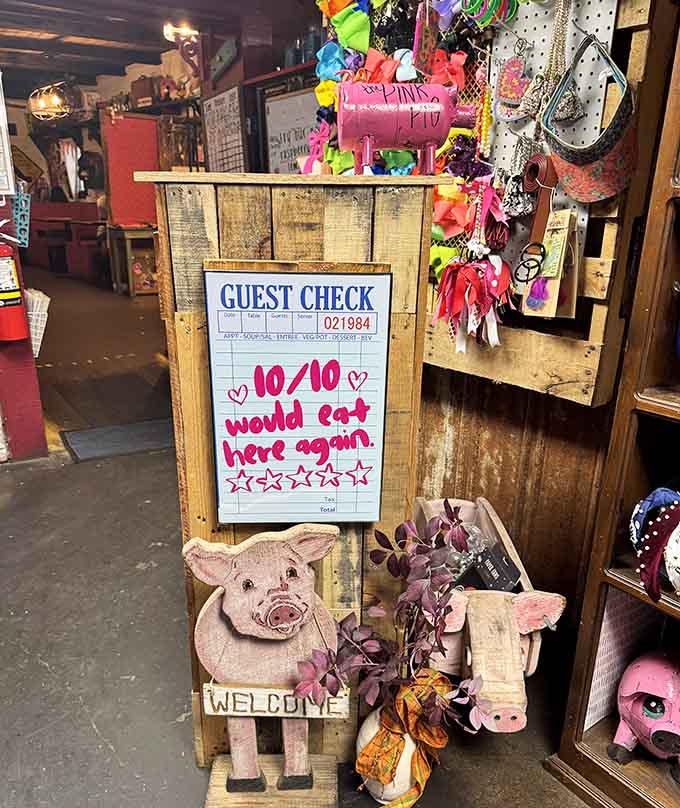 A guest check board promising you'll be back, because once is never enough at this place.