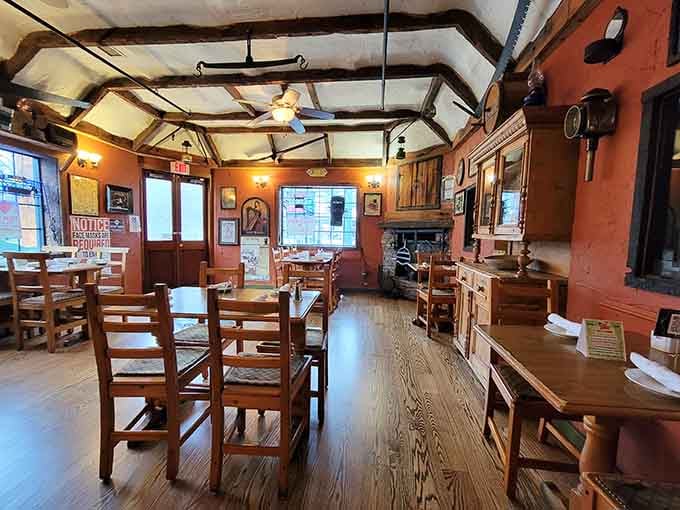 Warm wood tones and cozy tables create the kind of atmosphere where conversations flow as smoothly as the drinks.