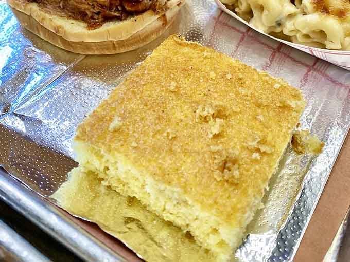 Golden cornbread that's moist, slightly sweet, and ready to soak up every last drop of sauce on your plate.