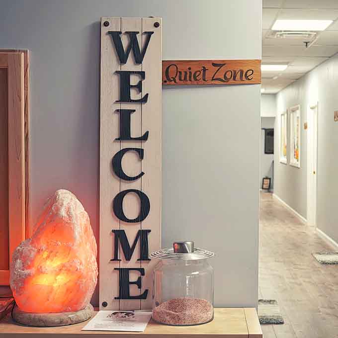 A warm welcome awaits you at this peaceful center where glowing salt lamps and quiet zones create the perfect atmosphere.