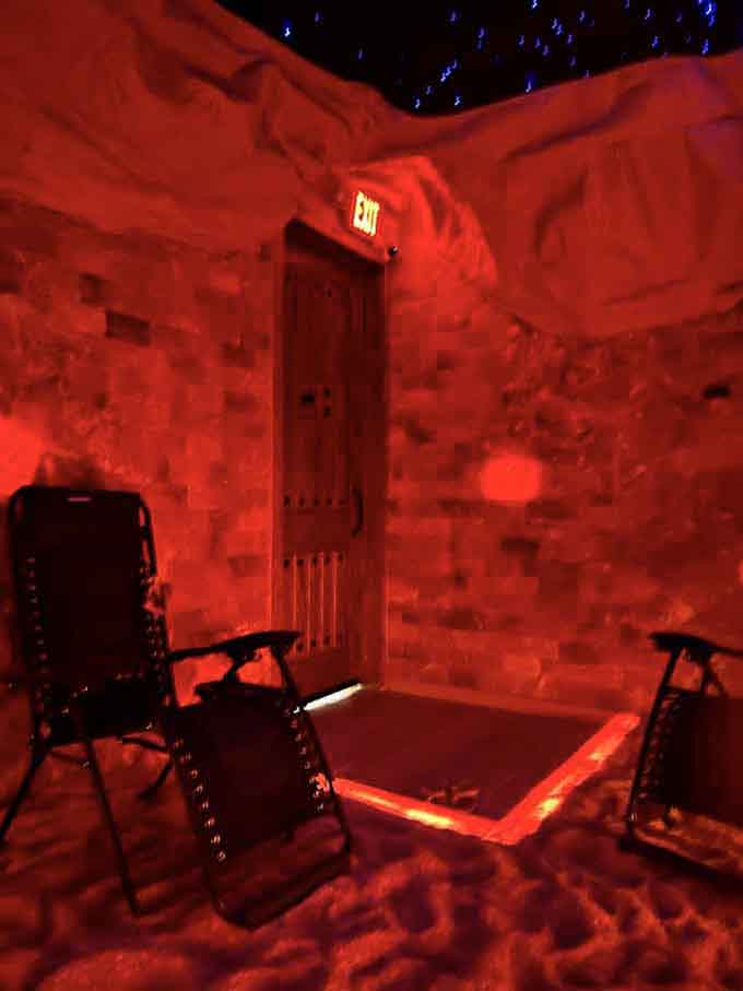 Even the exit looks inviting with its warm glow, though you probably won't want to leave this underground sanctuary.