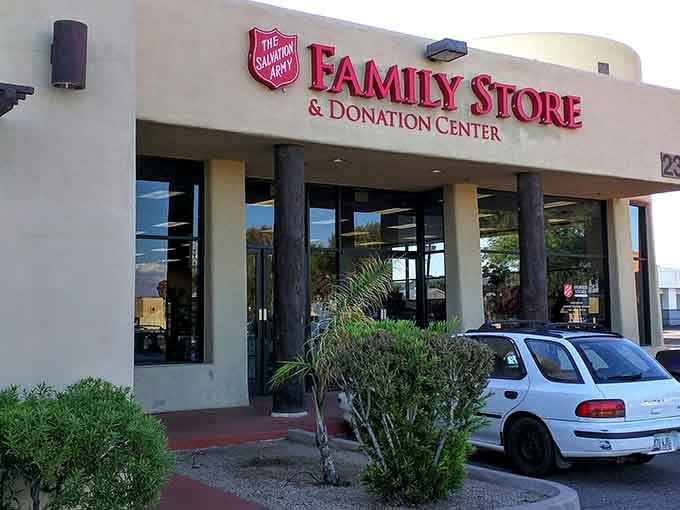 The Family Store entrance welcomes bargain hunters and donation heroes alike into this secondhand shopping mecca.