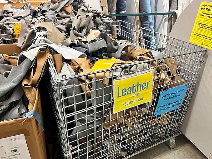 Leather scraps sorted and ready, because sometimes your next project needs a touch of rugged sophistication and texture.