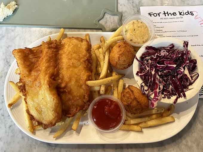 Fish and chips so golden and crispy, they make you forget you're hundreds of miles from any ocean.