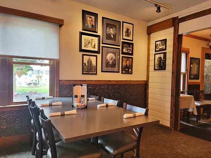 Cozy booths and vintage photos create an atmosphere where good meals become great memories.