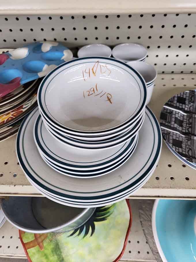 Dishes stacked and ready to host your next dinner party without requiring you to take out a small loan.
