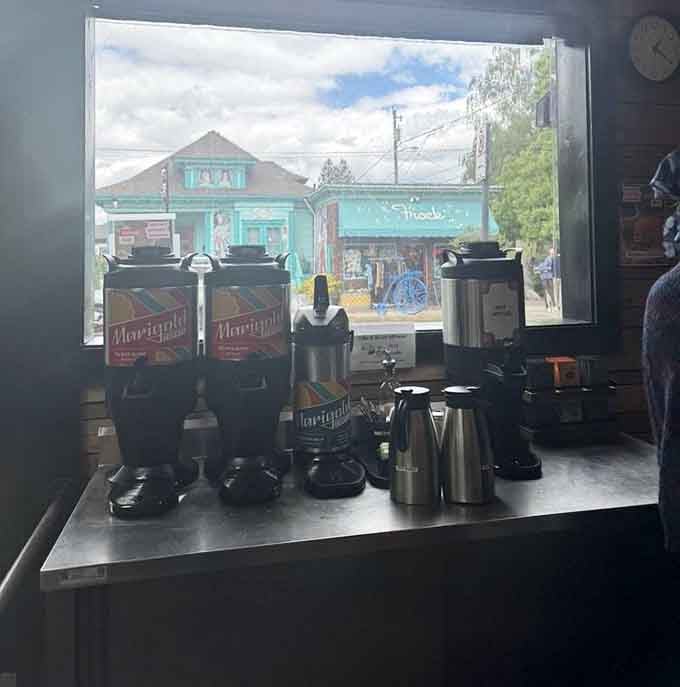 Coffee station with a view of the neighborhood, fueling locals one perfectly brewed cup at a time.