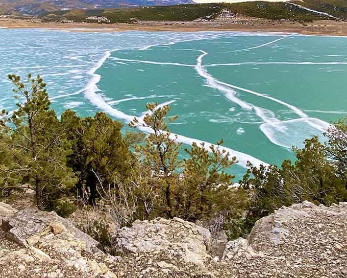 Trinidad Lake's turquoise waters shimmer against red rock formations, offering fishing and boating without the crowds.