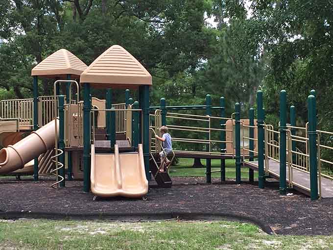 Drexel Park's playground equipment looks well-maintained and actually fun, which is rarer than you'd think in many cities these days.