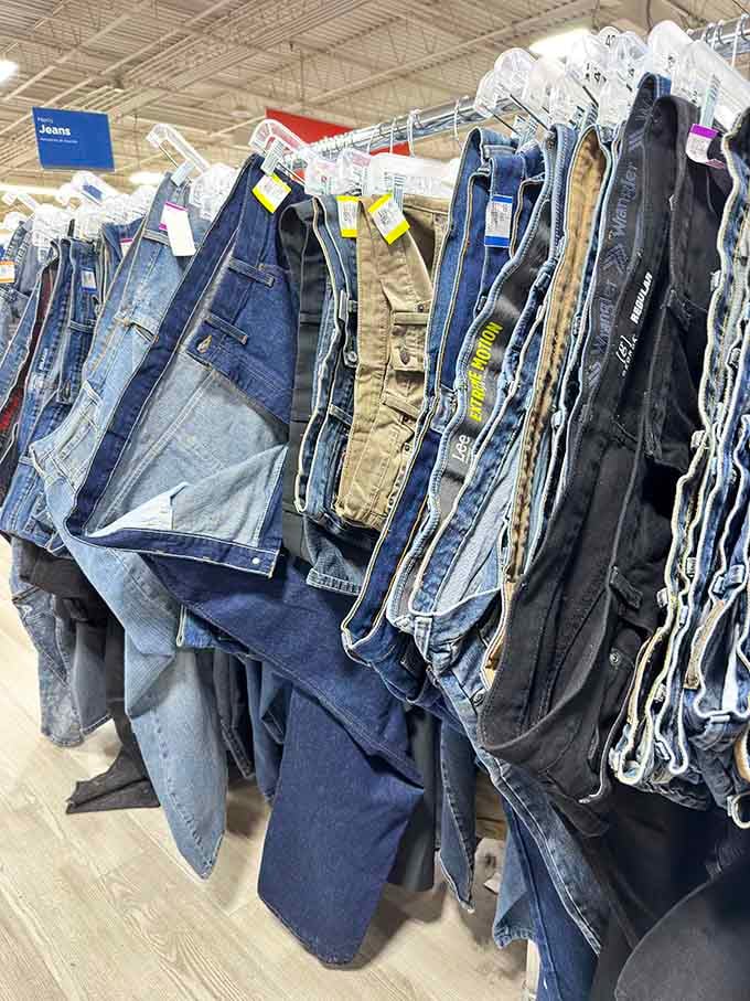 Denim in every wash and style, because apparently everyone in Maryland decided they owned too many jeans.
