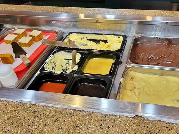 The dessert station featuring puddings and treats that'll tempt you to save room somehow.