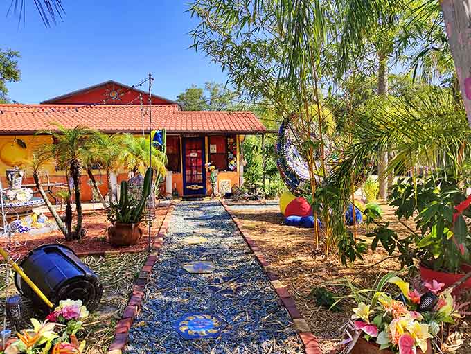 The mosaic pathway leads you deeper into wonderland, each step revealing new treasures your eyes somehow missed before.