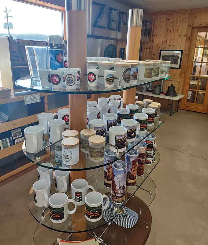 Take home a mug so you can pretend your morning coffee commute is this scenic and peaceful.