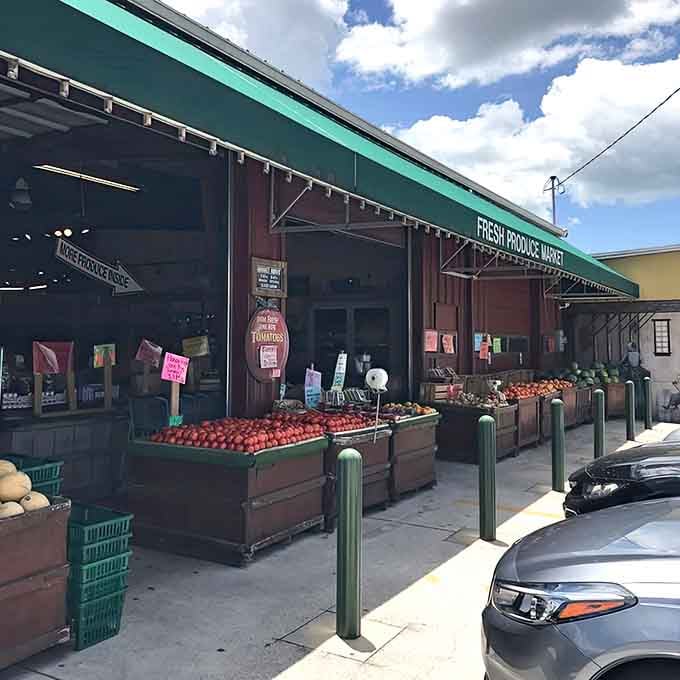 The fresh produce market offers farm-fresh fruits and vegetables for those brief moments when you're not thinking about pie.