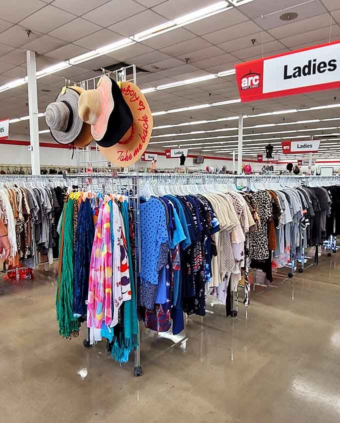 The ladies' section stretches endlessly, offering fashion possibilities that would make any boutique jealous right now.