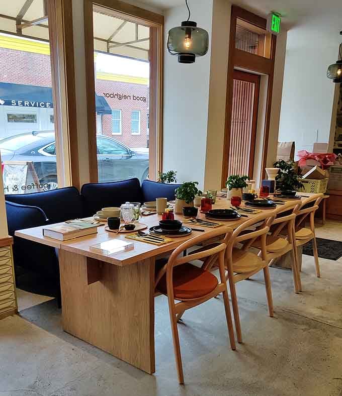 This communal table setup channels your favorite dinner party, where strangers become friends over shared plates and good conversation.