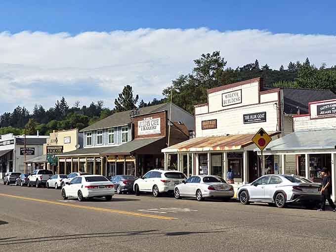 Those vintage storefronts stand shoulder-to-shoulder, weathered and wonderful, like characters in a Clint Eastwood film.