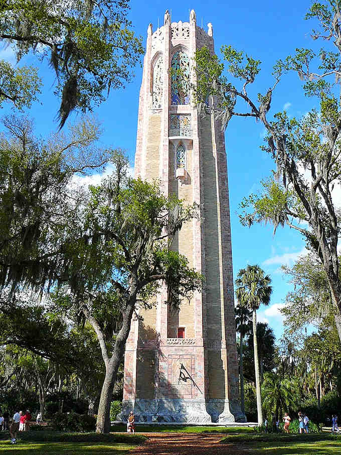 The Singing Tower rises majestically through the trees, a Gothic masterpiece that makes your heart soar higher.