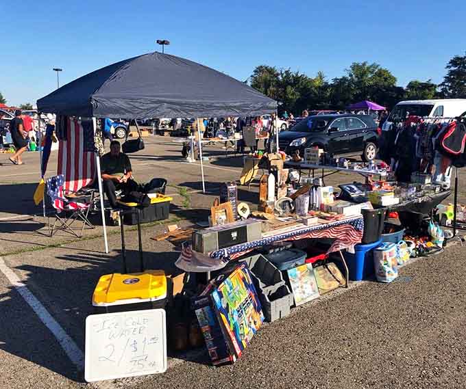 This vendor's eclectic collection proves one person's attic cleanout becomes another's perfect Saturday morning shopping spree discovery.
