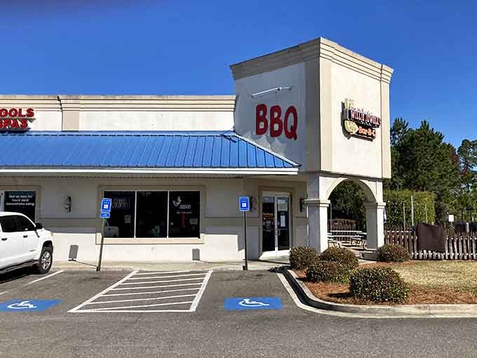 Clean lines and that prominent BBQ sign promise smoked meats prepared with old-school techniques and genuine care.