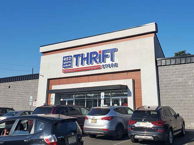 The busy parking lot on an overcast day proves that dedicated bargain hunters shop rain or shine, never missing a deal.