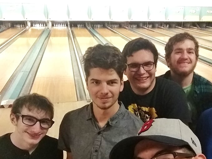 Five friends, one lane, and smiles that prove the best memories are made without filters or hashtags.