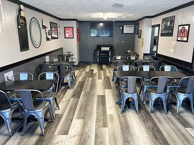 The dining room's clean lines and nostalgic touches prove that sometimes less really is more.