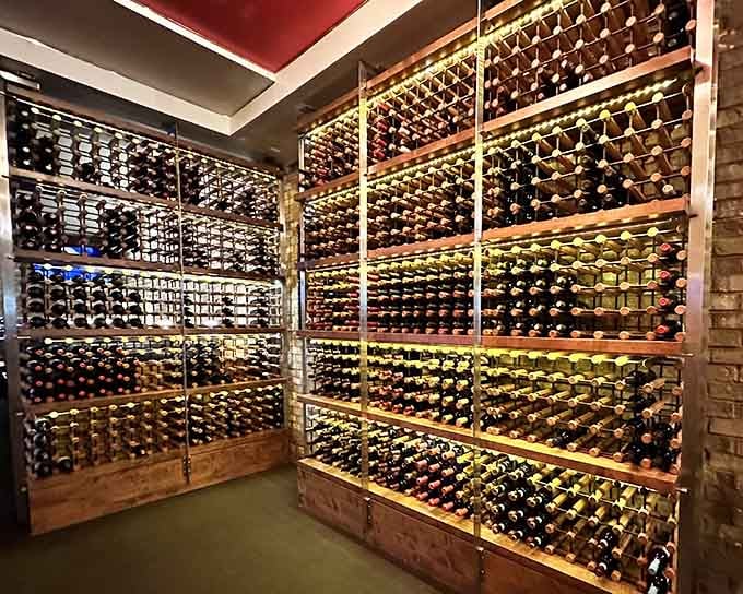 Floor-to-ceiling wine storage that would make any sommelier weak in the knees with pure, unadulterated envy.