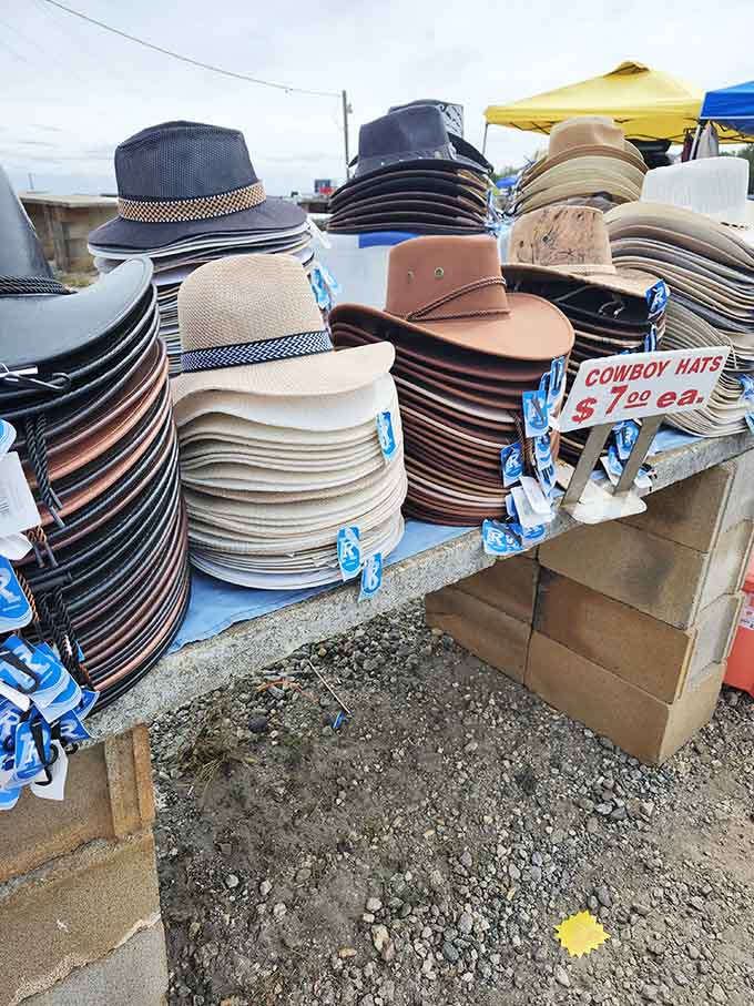 Cowboy hats stacked high enough to outfit every extra in a Western movie, all at prices that won't break the bank.