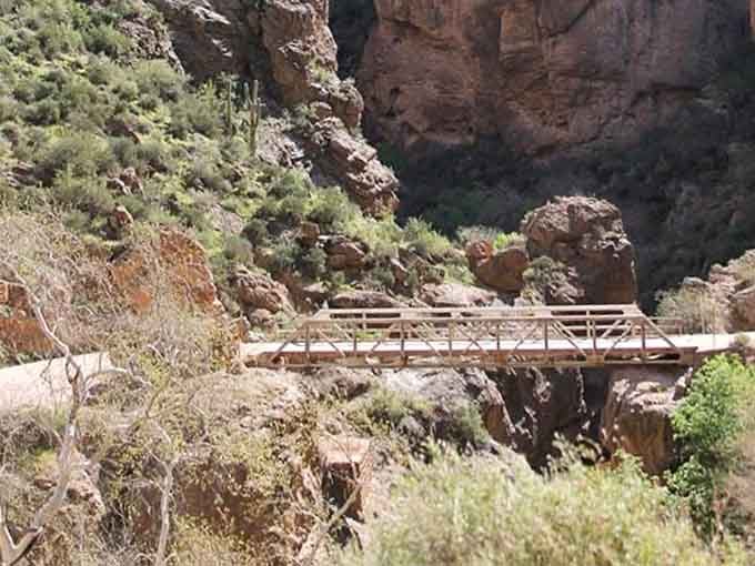 Even the footbridges out here look like they're auditioning for a Western movie, and they'd get the part.
