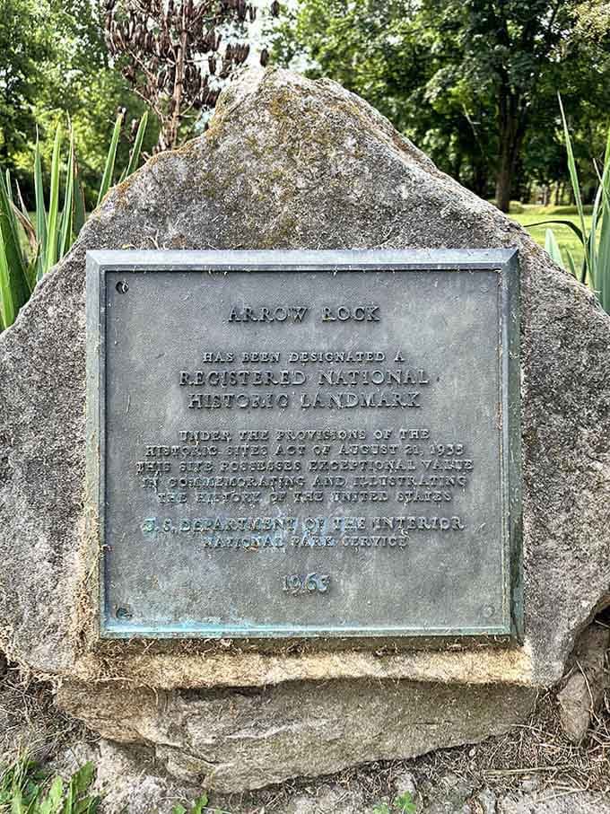 This plaque marks the spot where America's westward journey paused to catch its breath and stock up on supplies.