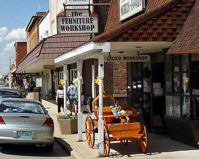 The Furniture Workshop and neighboring stores showcase the woodworking craftsmanship that put Arthur on the map for quality seekers.