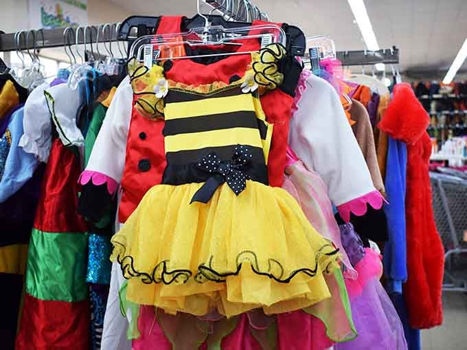 Even bumblebee costumes need loving homes, making Halloween affordable for parents everywhere who appreciate savings and cuteness.
