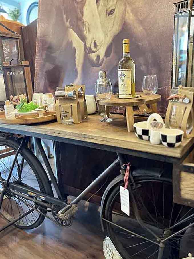 A bicycle transformed into functional art, proving creativity knows no bounds in vintage design.