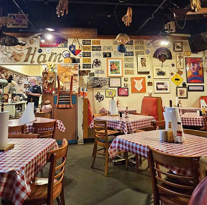 The eclectic d&eacute;cor collection could keep you entertained for hours, assuming you can look up from your plate.