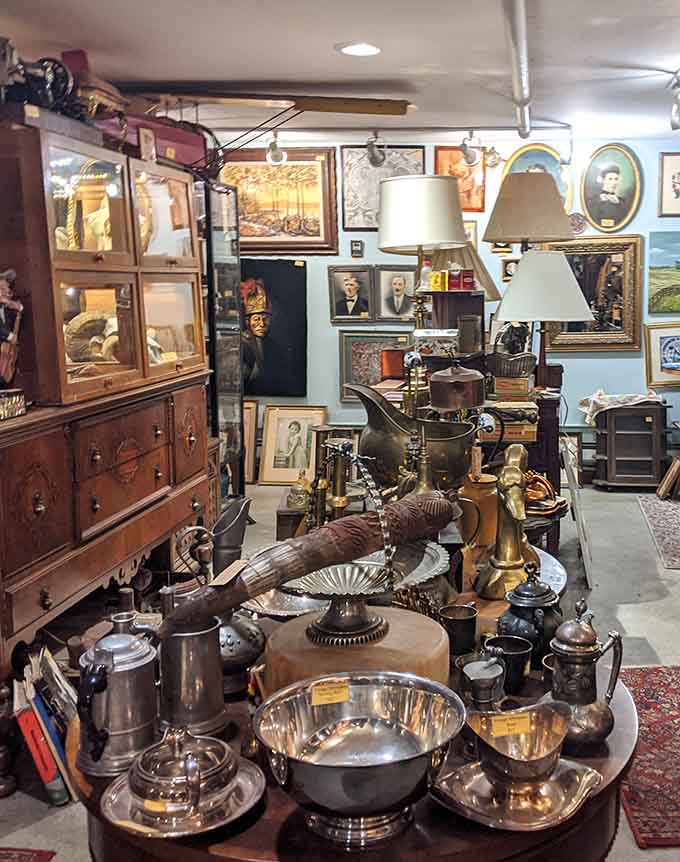 Antique lamps illuminate a collection of Victorian-era treasures that would make any period drama set designer weep with joy.