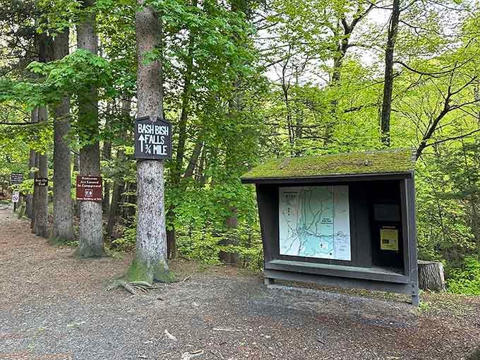 Trail maps and information kiosks help you navigate without getting hopelessly lost in the wilderness.