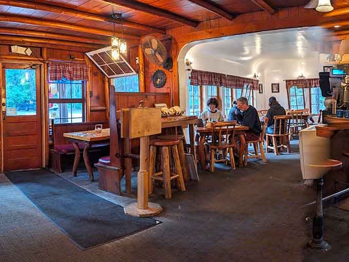 Natural light streaming through those windows makes every meal feel like a celebration of Oregon's beautiful wilderness surroundings.