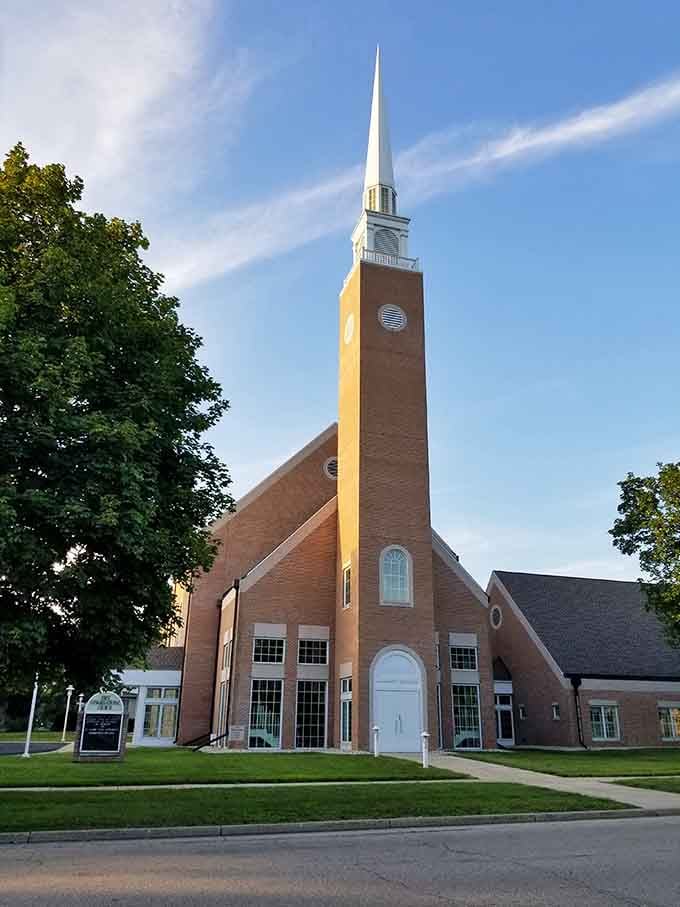 First Congregational Church's steeple reaches skyward, a landmark that's guided Beloit residents for generations of Sundays.
