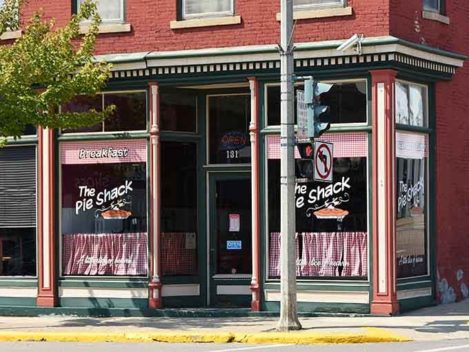 The Pie Shack's storefront promises exactly what it delivers: honest-to-goodness pie without any pretentious nonsense whatsoever.