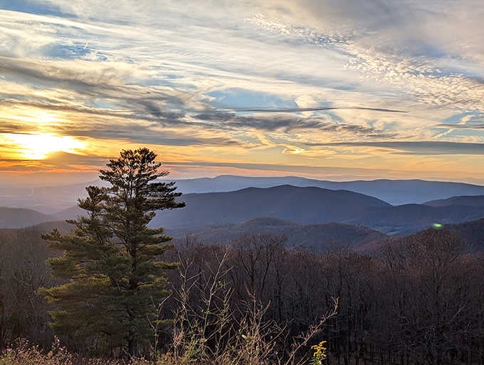 Sunset painting the ridgelines in gold and purple, reminding you why our ancestors worshipped nature before inventing television.
