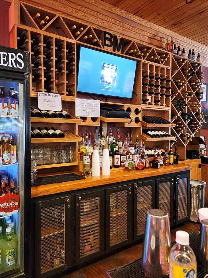 That wine rack behind the bar shows they're taking the beverage program as seriously as the beef.