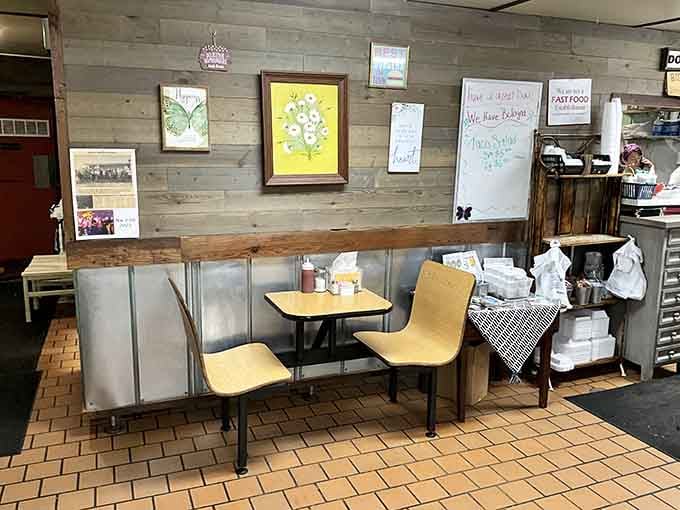 Booths and tables ready for everyone from solo coffee sippers to families celebrating another trip around the sun.